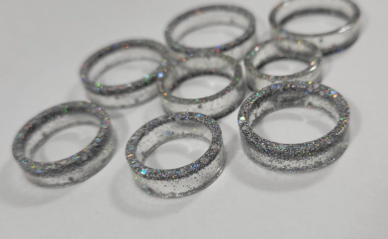 Silver holographic glitter resin ring / unisex ring / resin | Etsy
