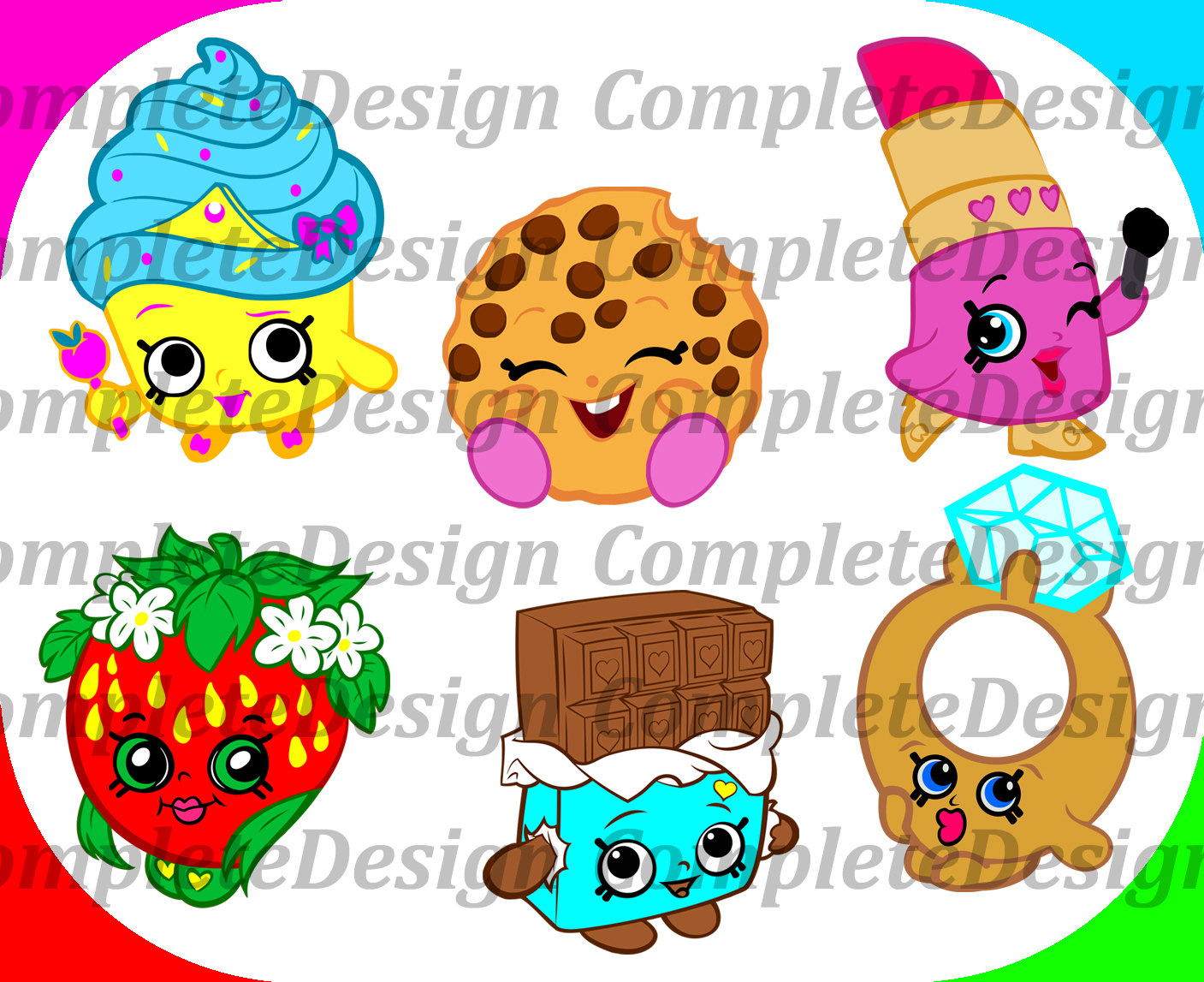 Shopkins Inspired Cute Characters Set Print Cut Files Svg Png Dxf ...