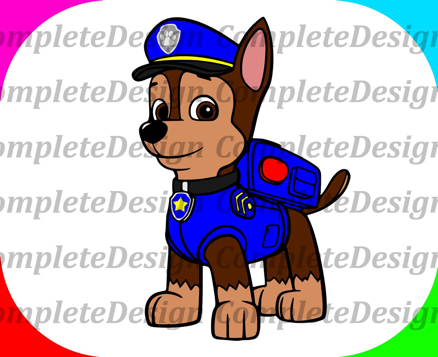 Chase Paw Patrol Inspired Print Cut Files svg png dxf Instant | Etsy