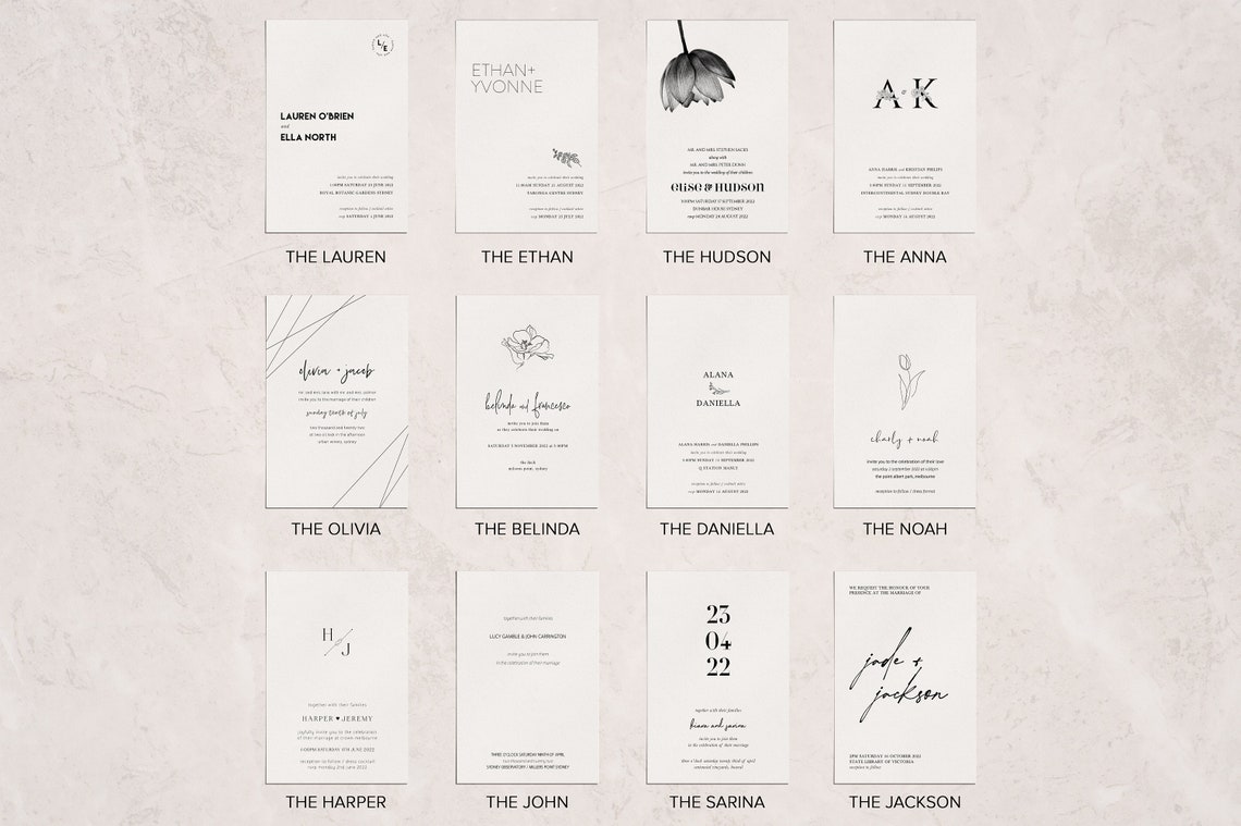 Wedding Invitation Simple Wedding Invitation Wedding Etsy