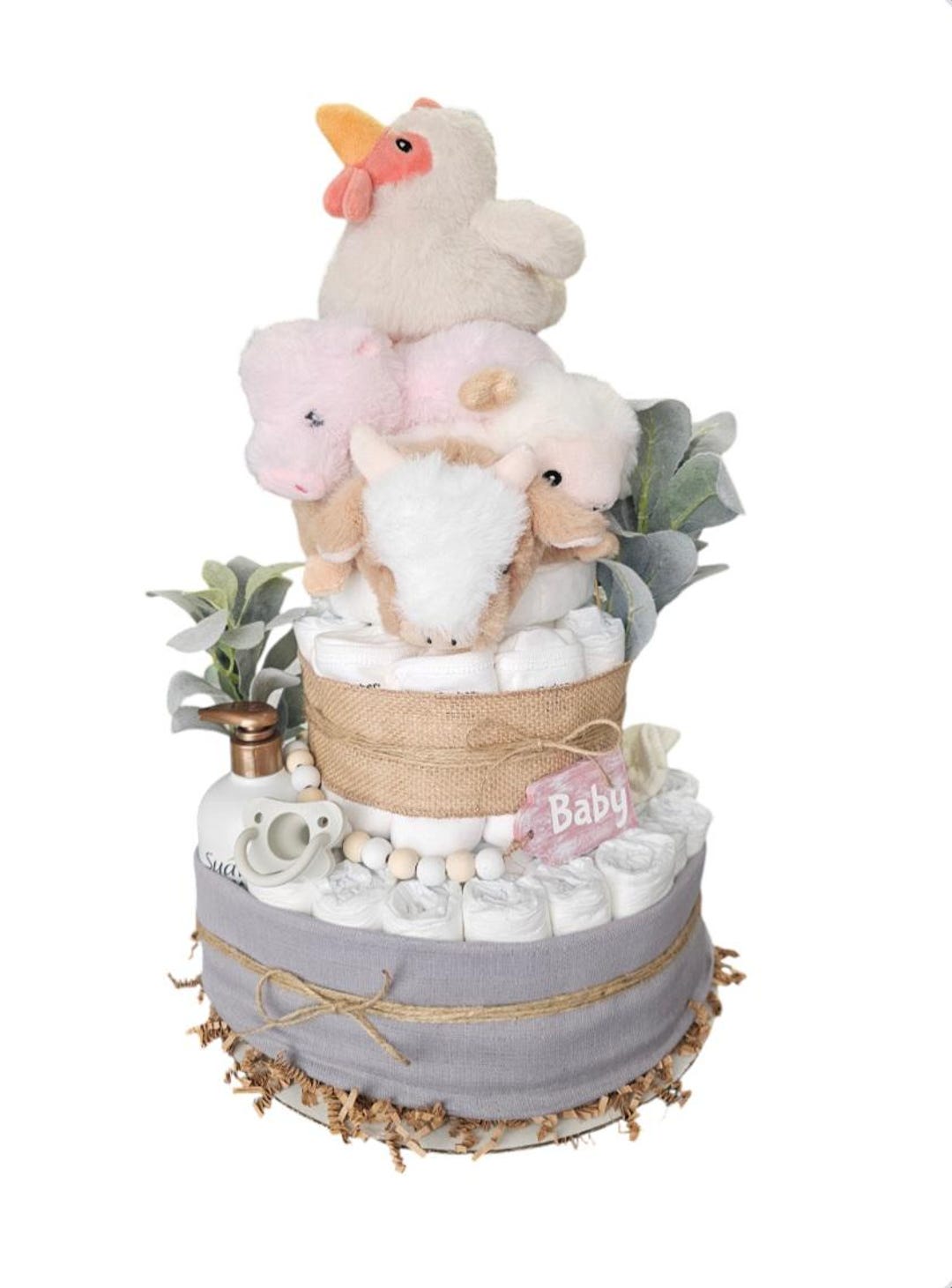 Farm Animals Diaper Cake | Cow Diaper Cake | Barnyard | Oh Baby | Baby ...