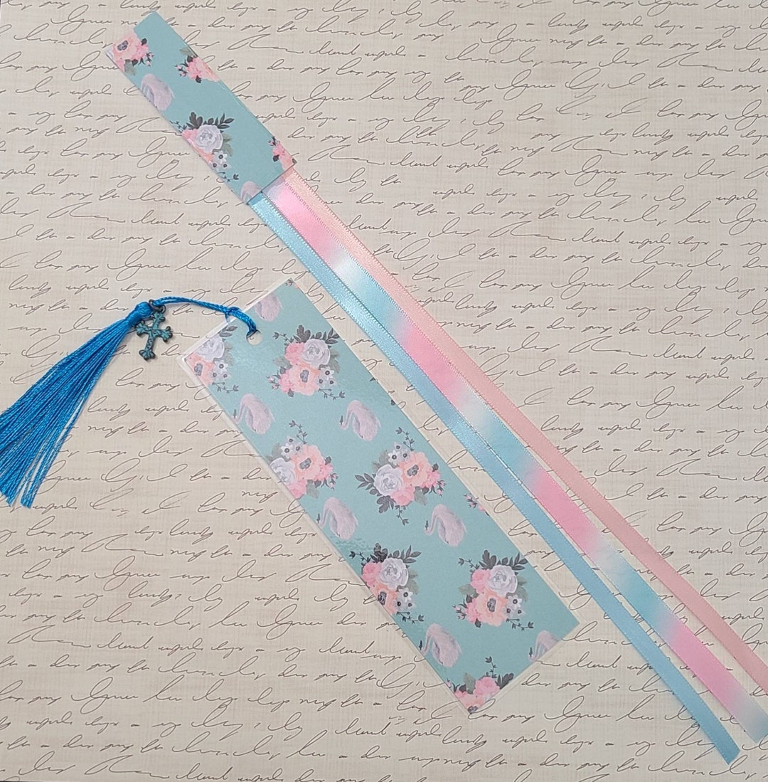 Blue Floral Bookmark Set Multi Ribbon Bible Bookmark Multi Page ...
