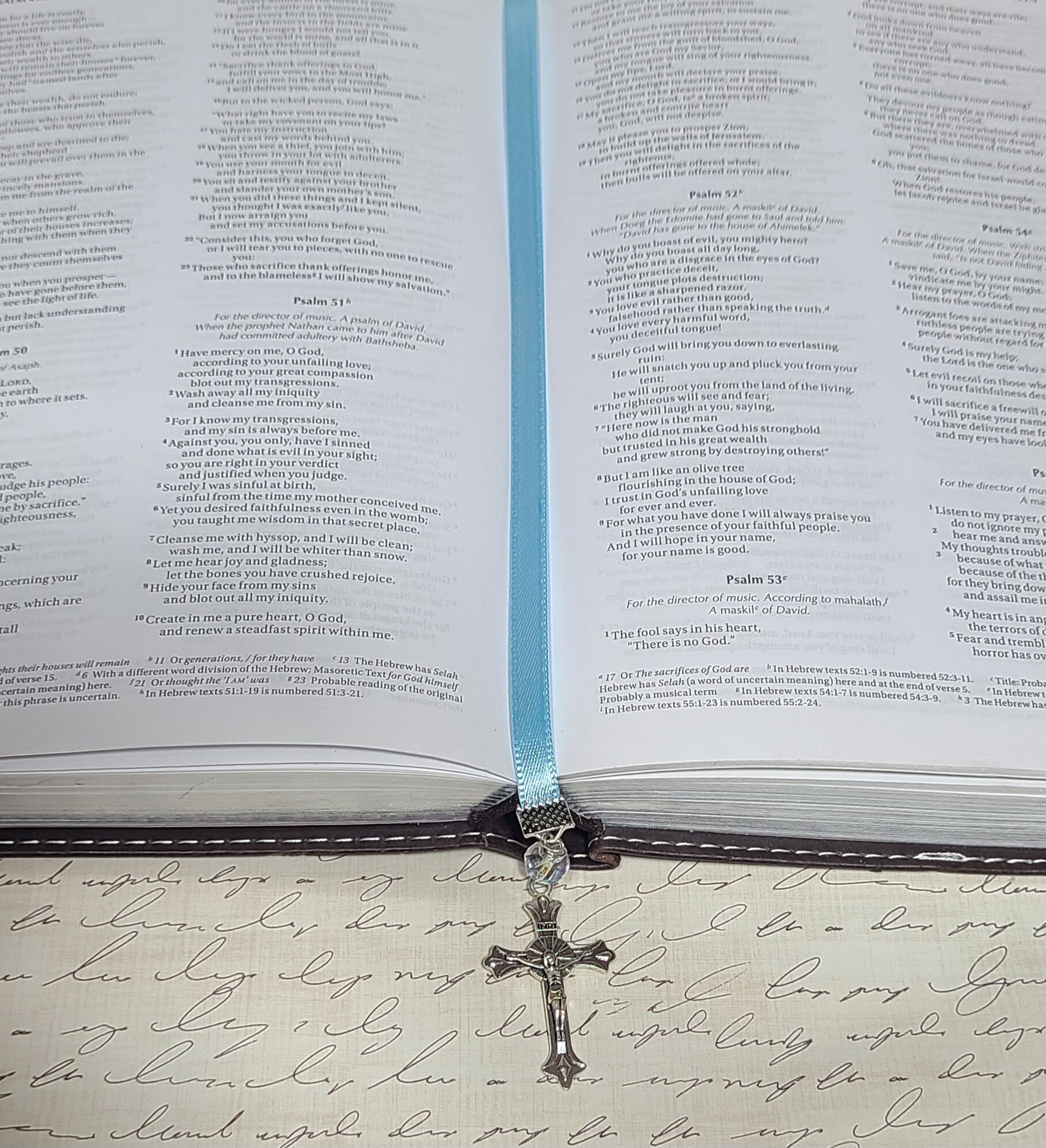 Blue Crucifix Bible Ribbon Bookmark, Ribbon Bookmark, Book Gift ...