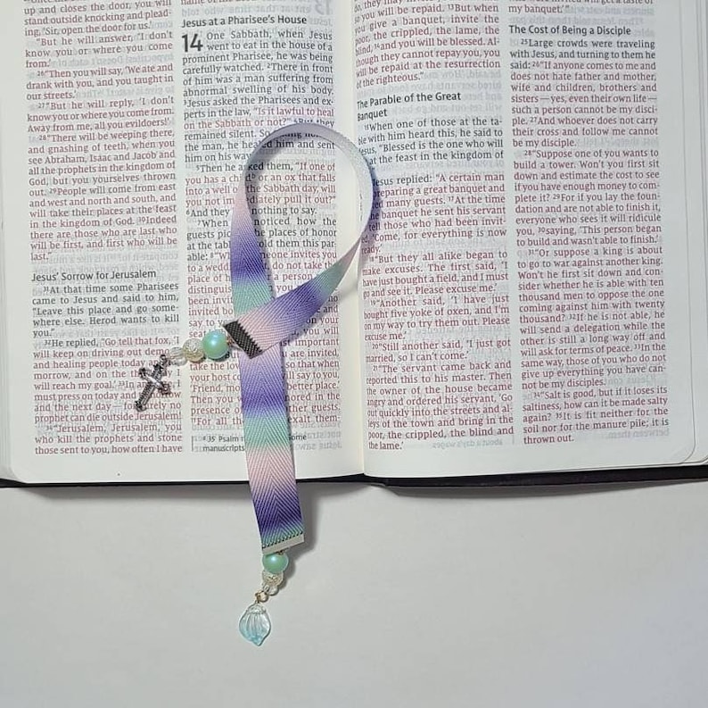 Mermaid Shell Ribbon Bookmark, Bible Ribbon Bookmark, Book Gift, Gift ...