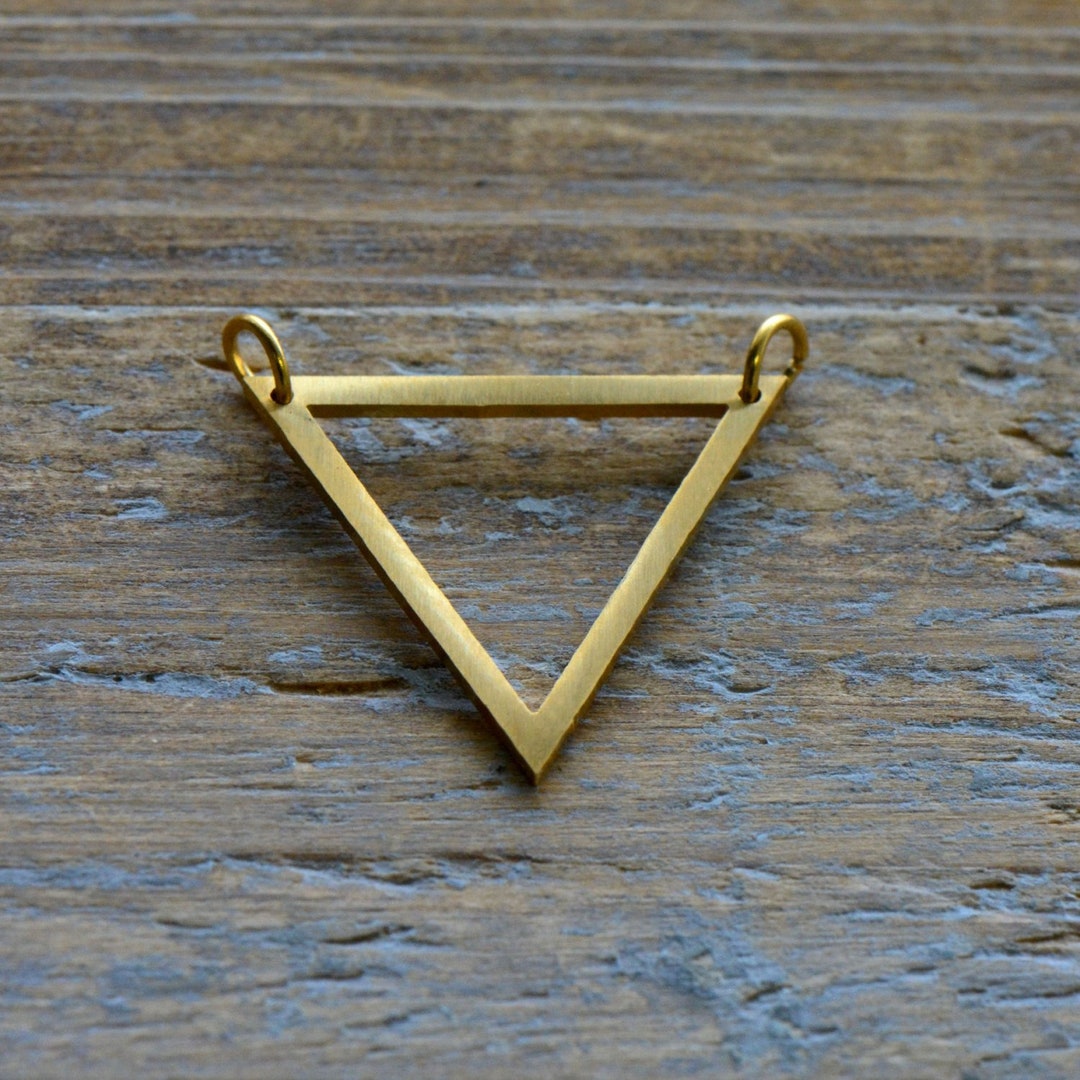 1- Small Triangle Outline Charm Link Brushed 24k Gold Plated Stainless ...