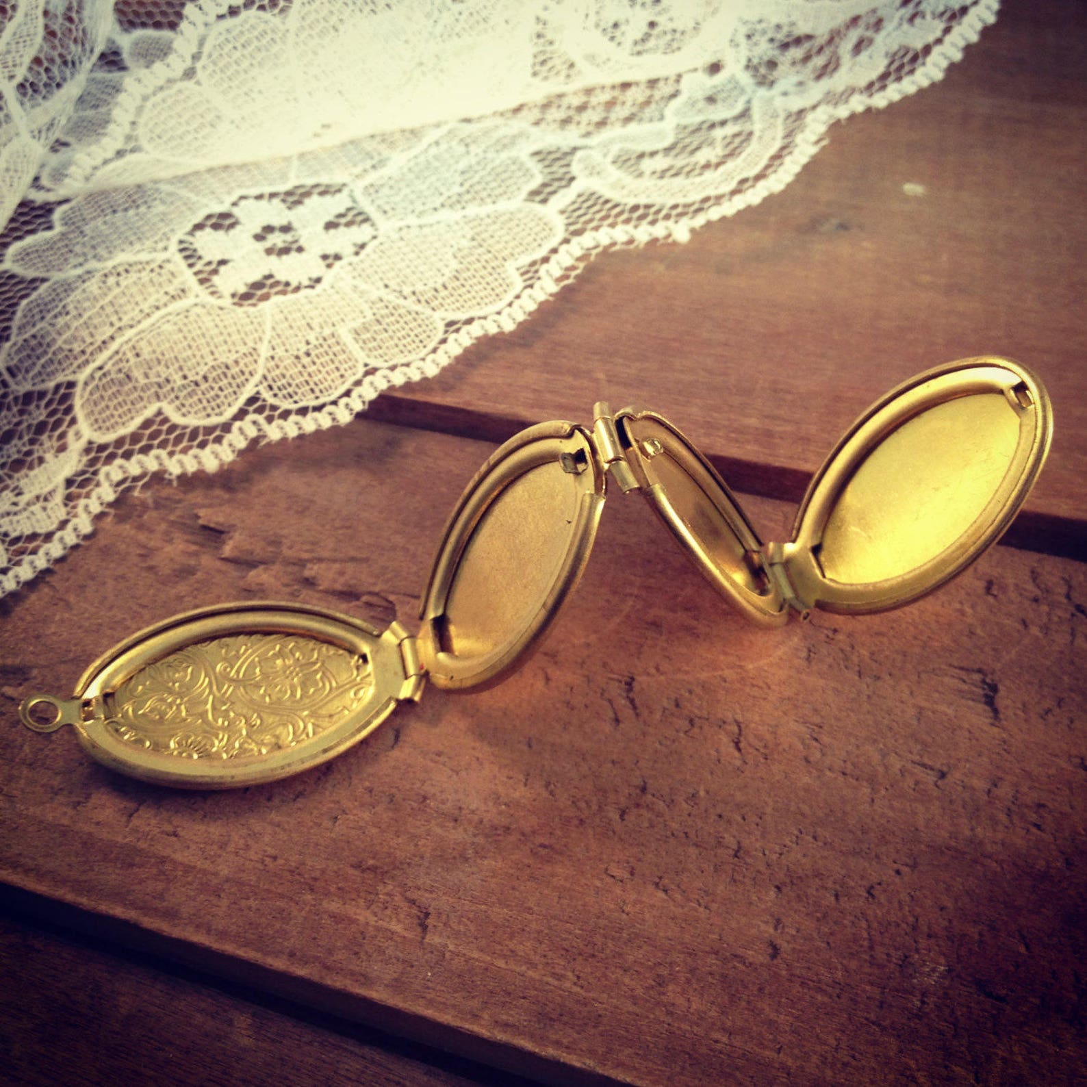 1 FOUR Picture Locket Gold Brass Locket Double Locket | Etsy