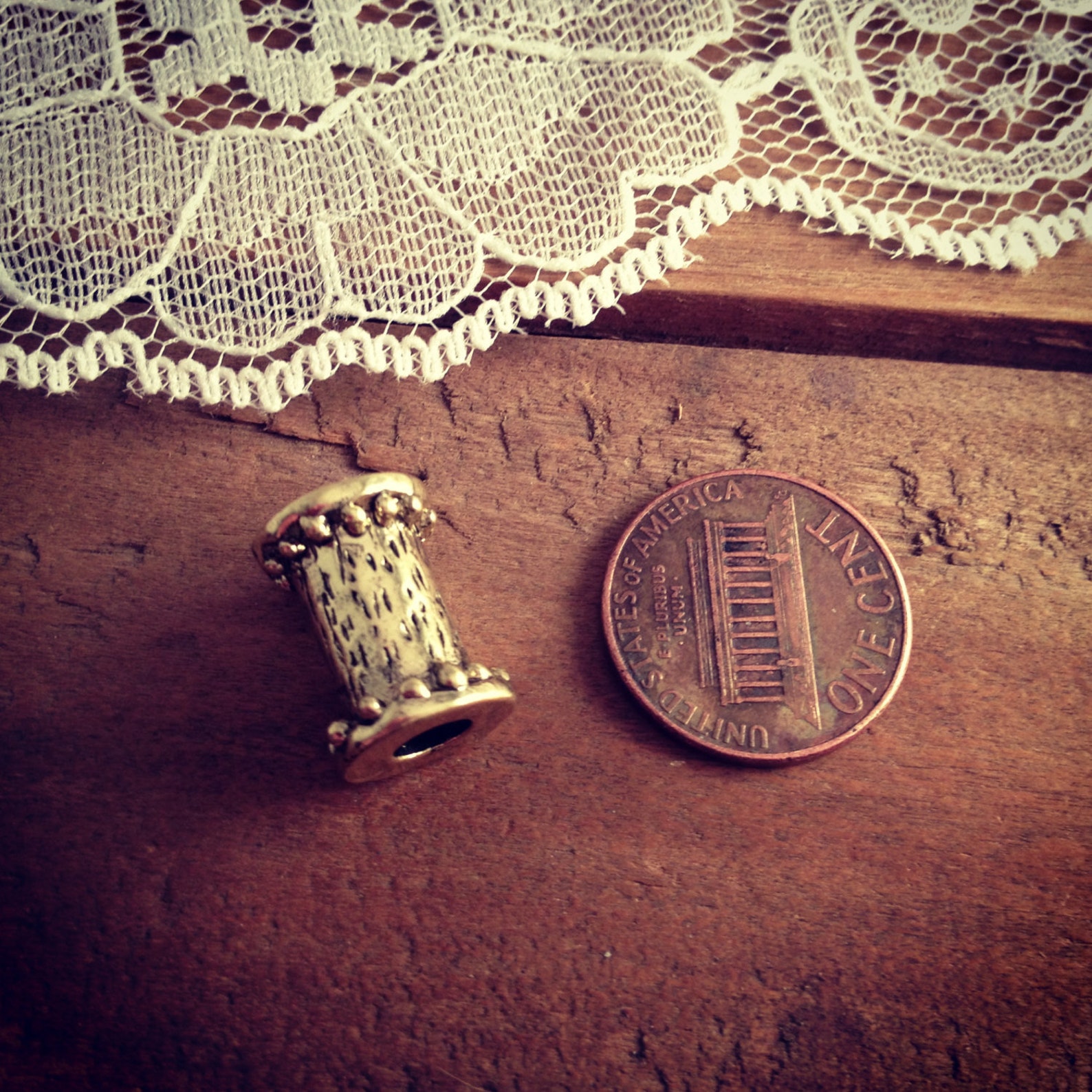 1 sewing Spool Charms Antique Brass Spool Charm Sewing - Etsy