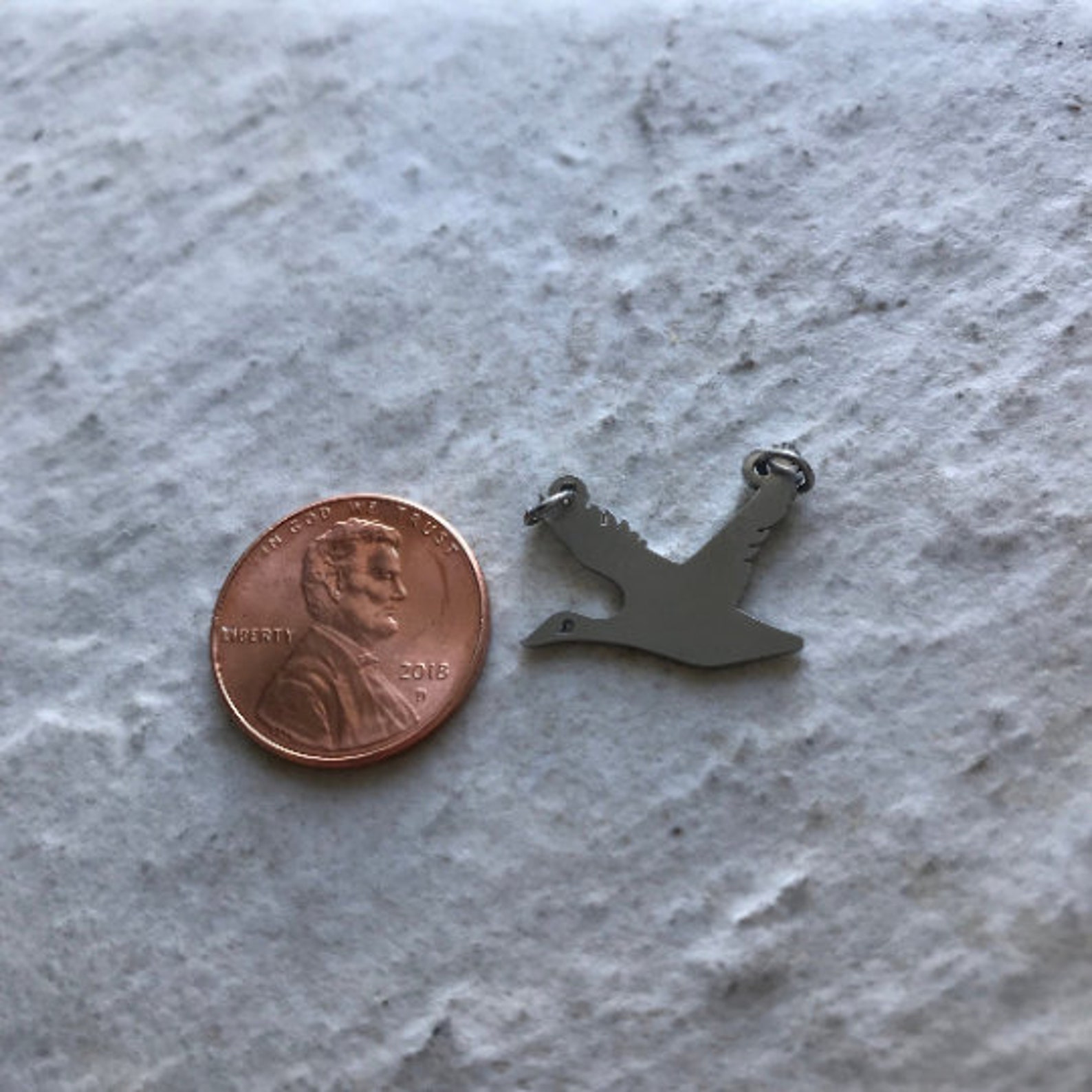Canadian Goose Silhouette Charm Brushed Silver Plated Stainless Steel ...