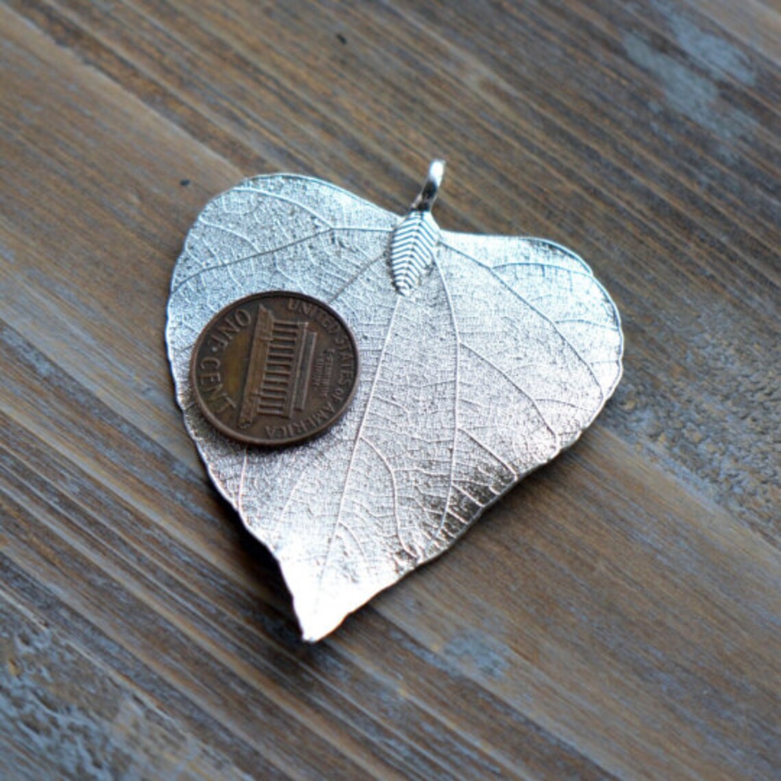 1 REAL Nature Heart Leaf Pendant Dipped in Sterling Silver - Etsy