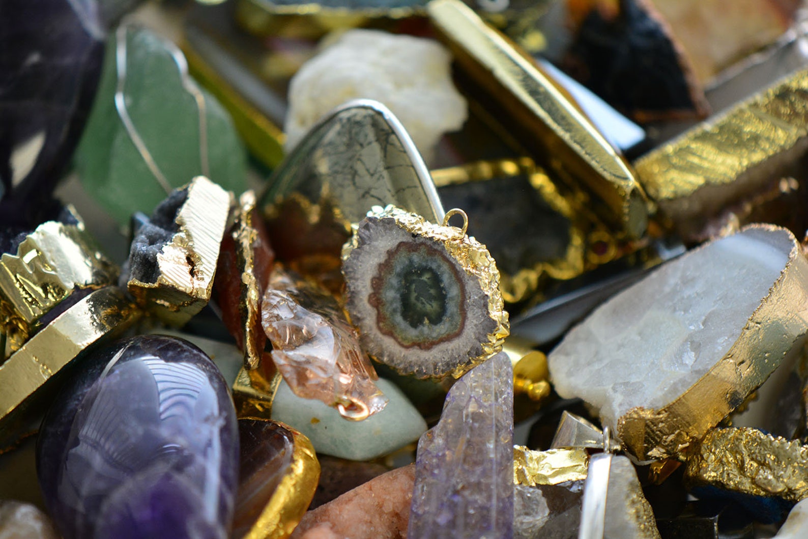 20 Random Natural Gem Stones, Geodes, Rocks Sterling Silver and 24k ...