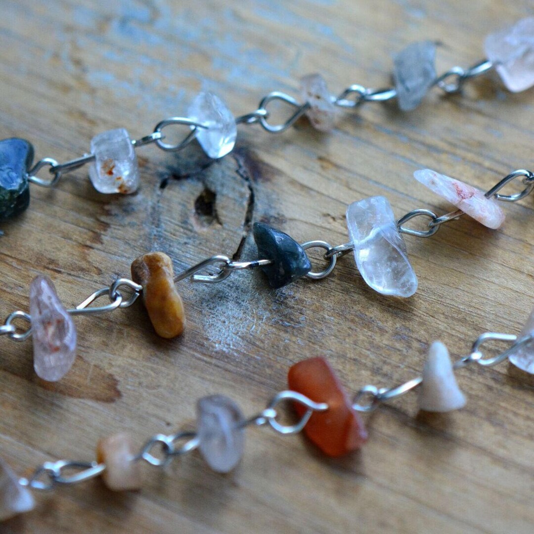 1 100cm Clear Earth Tone Rock Faceted Bead Necklace Chain 8mm Rock Bead ...