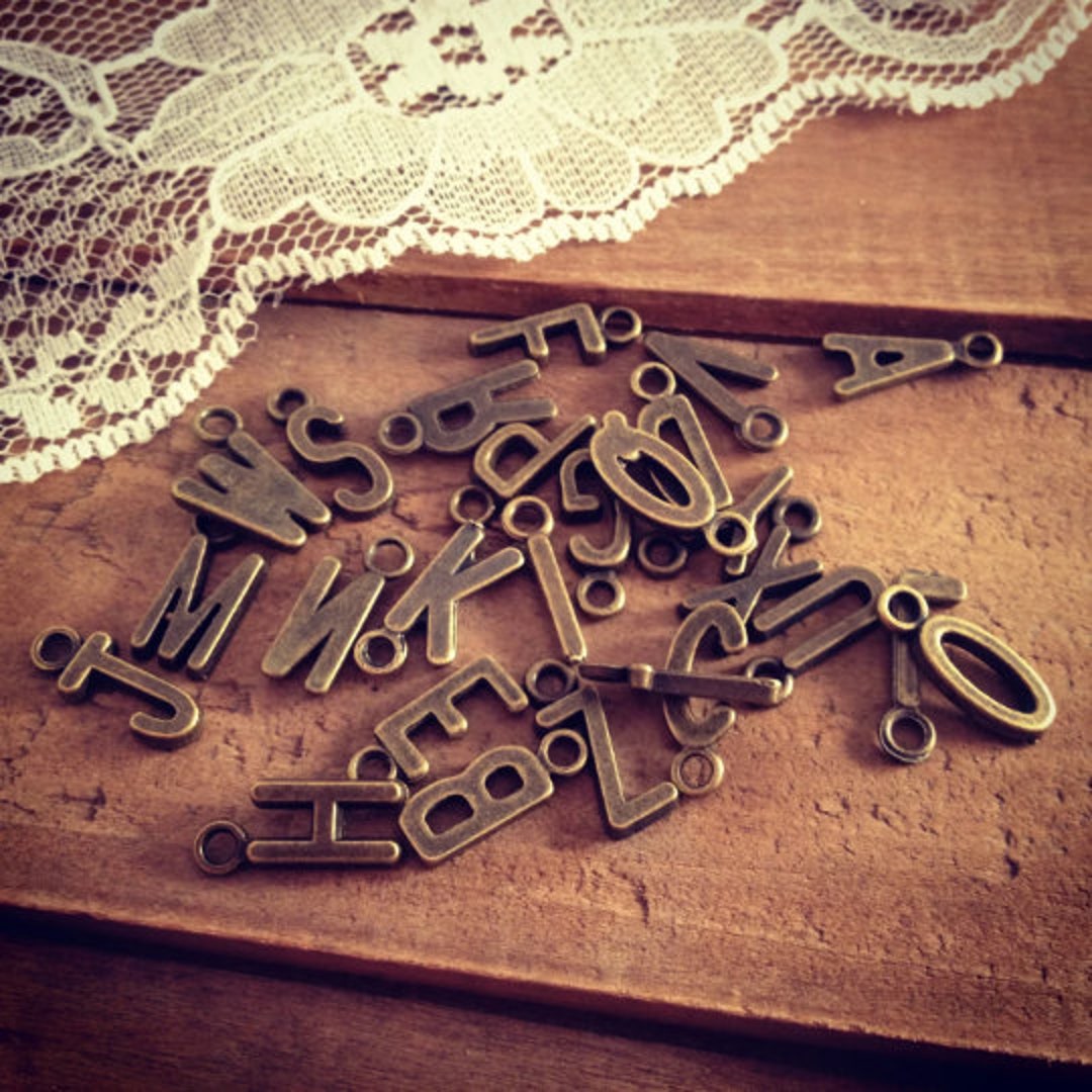26 Pcs Vintage Style Monogram Letter Alphabet Initial Monogram Charms ...