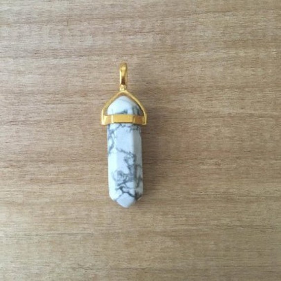 1 White Marble Crystal Gemstone Pointer Pendant Charm 24k | Etsy