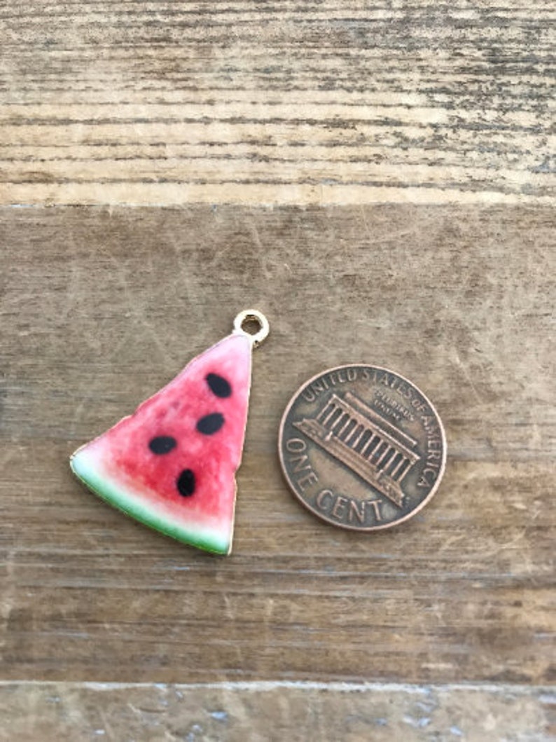 1 Watermelon Charm Enamel Brass Vintage Style Pendant - Etsy