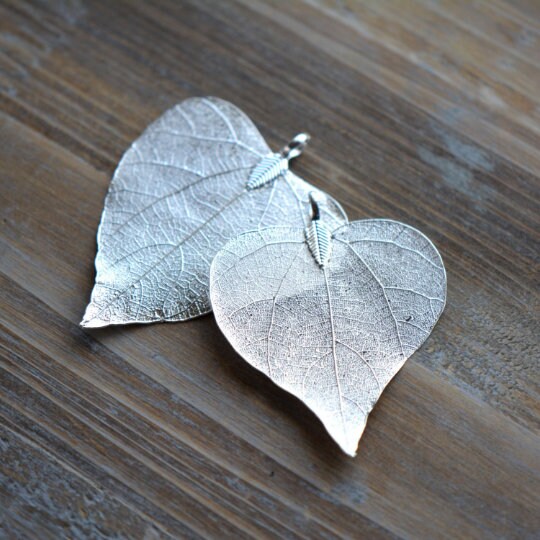 1 REAL Nature Heart Leaf Pendant dipped in Sterling Silver | Etsy