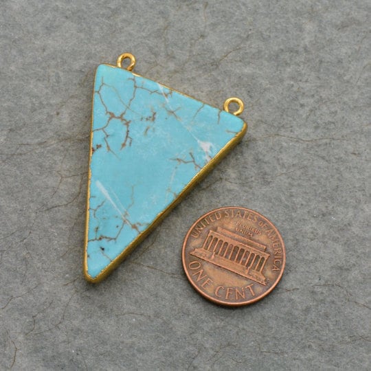 Turquoise Triangle Connector Pendant Link 24K Gold Plated Geometric ...
