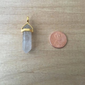 1 - Pink Marble Crystal Gemstone Pointer Pendant Charm - 24k Gold ...