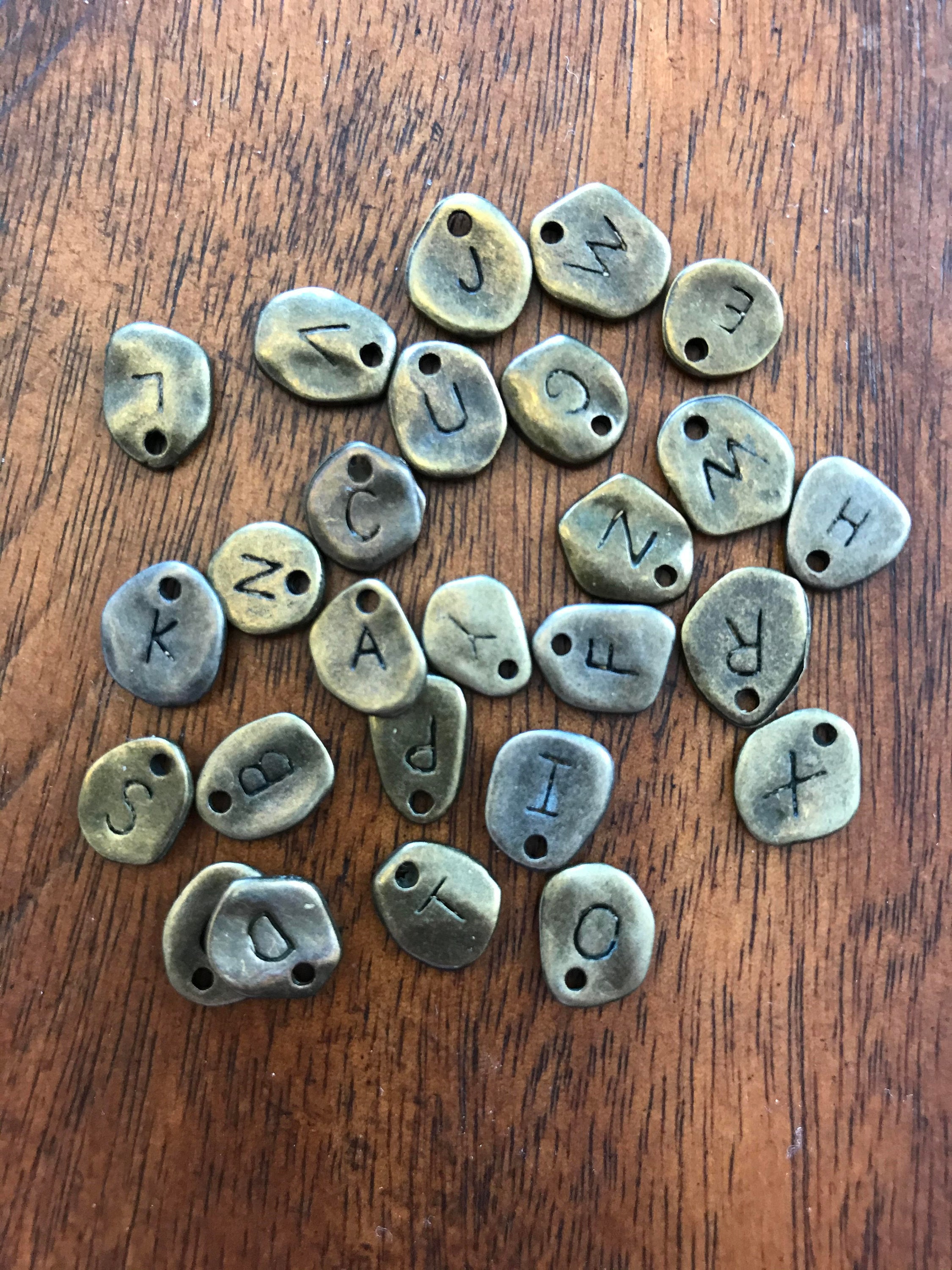 1 Pack- Bronze Nugget Alphabet Stamped Letter Charms A-Z -charm Letters ...