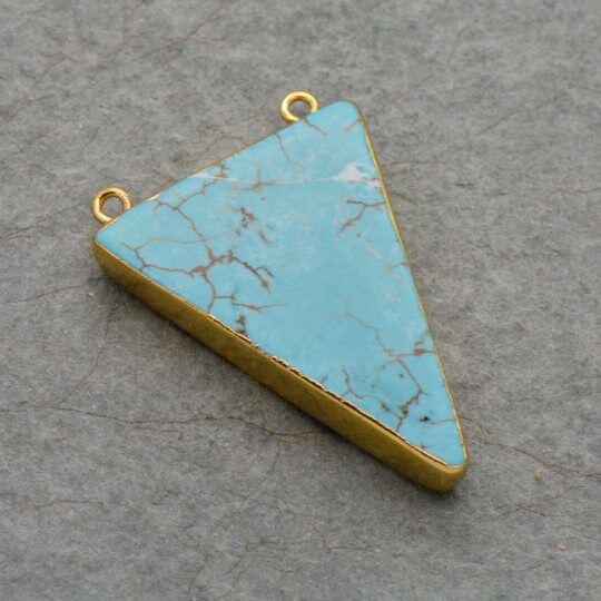 Turquoise Triangle Connector Pendant Link 24K Gold Plated Geometric ...