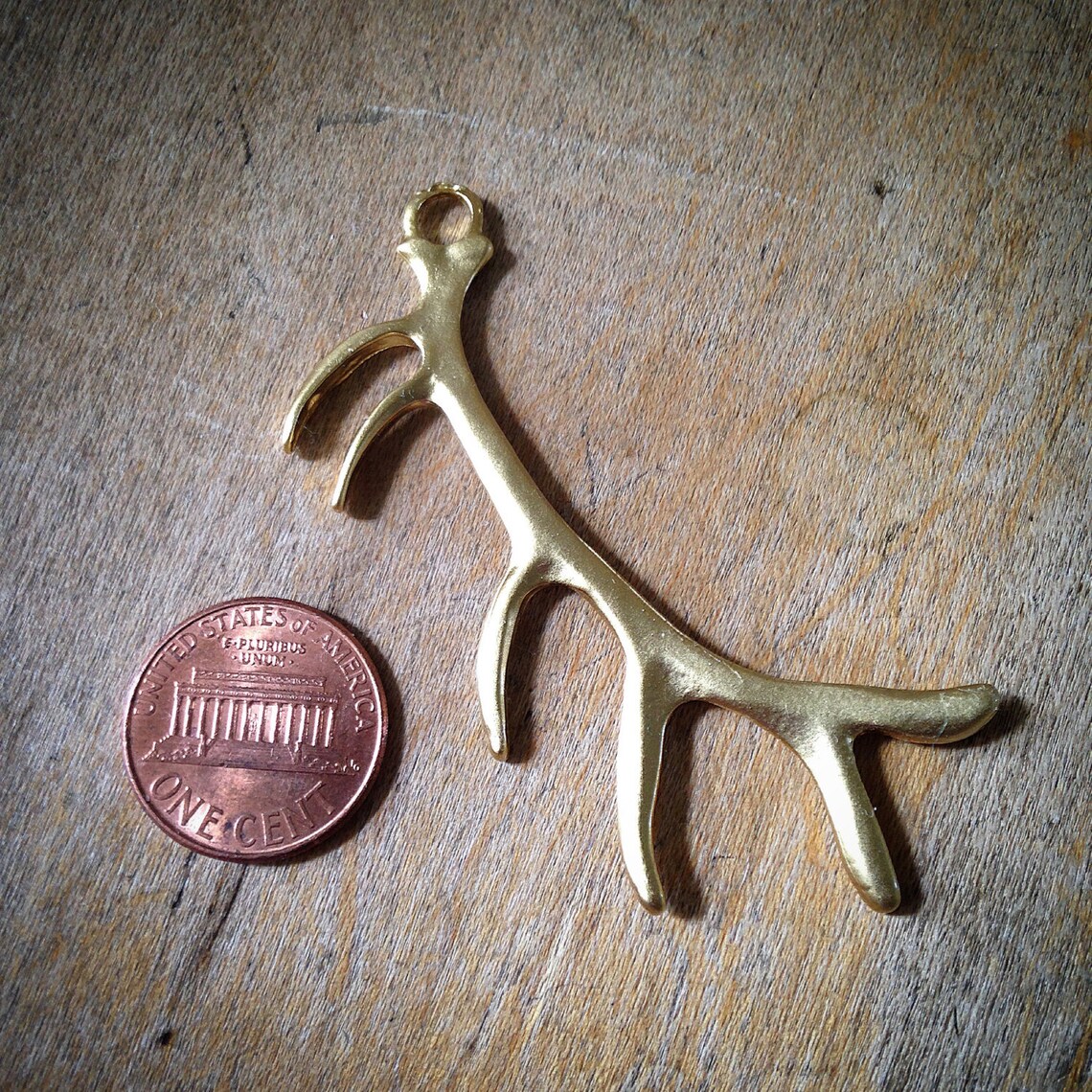 1 Antler Charm Matte 24K Gold Plated Deer Antler Charms Buck | Etsy