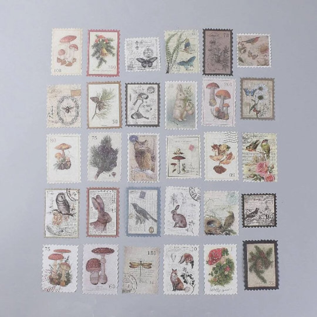 1 - Vintage Postage Stamp Stickers Set, for Scrapbooking, Planners ...