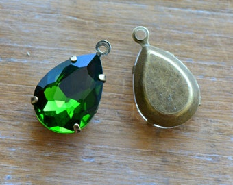 4 DIY Small Rectangle Jewel Charms AQUA GREEN Drop Gem - Etsy