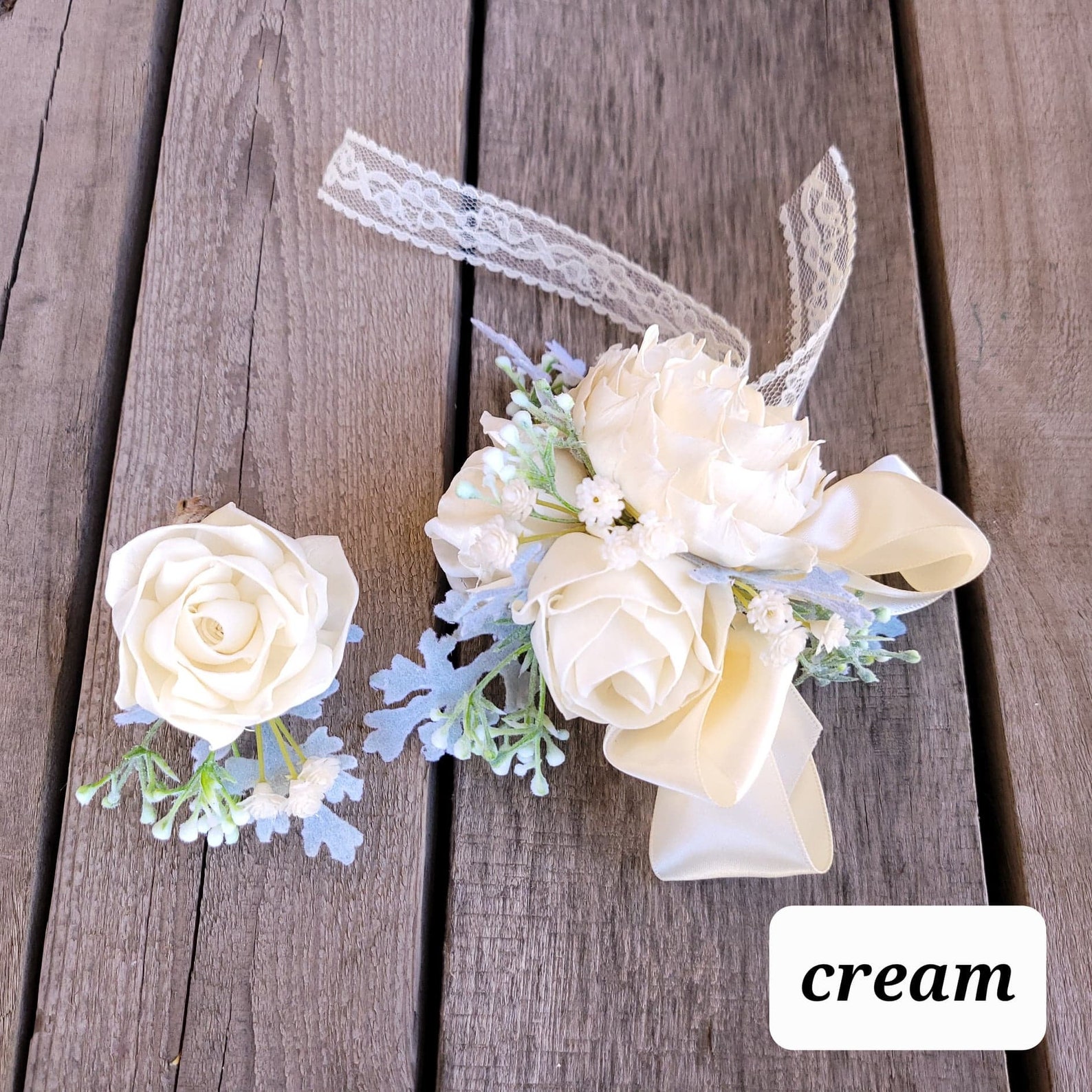 Wood Flower Corsage and Boutonniere Set Prom Prom Corsage and - Etsy