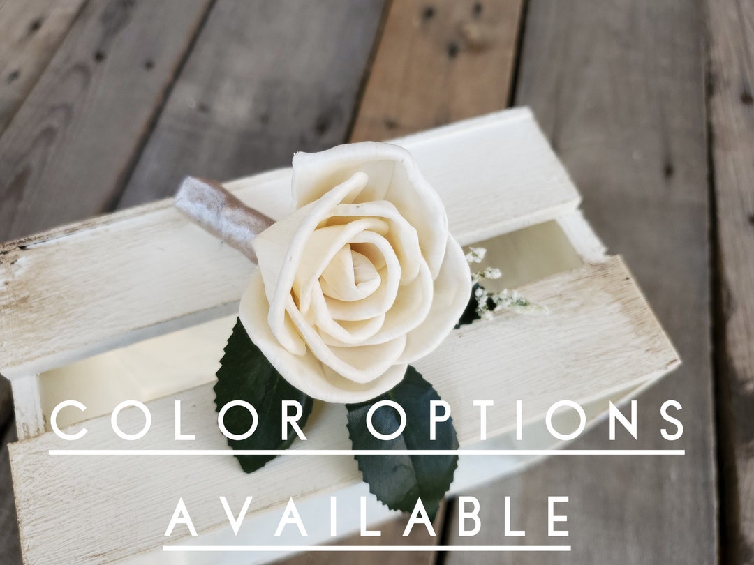 Rose Wood Flower Boutonniere Groom Rose Boutonniere Pinned - Etsy
