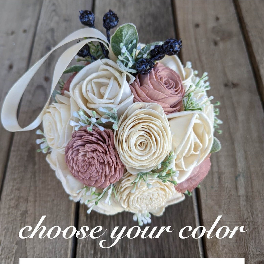 Wood Flower Kissing Ball Flower Girl Kissing Ball Wedding Flowers For Flower Girl Wooden