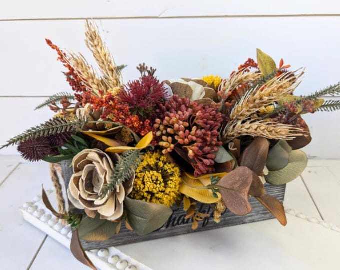 Wood Flower Fall Floral Arrangement, Wooden Flowers Autumn Table ...