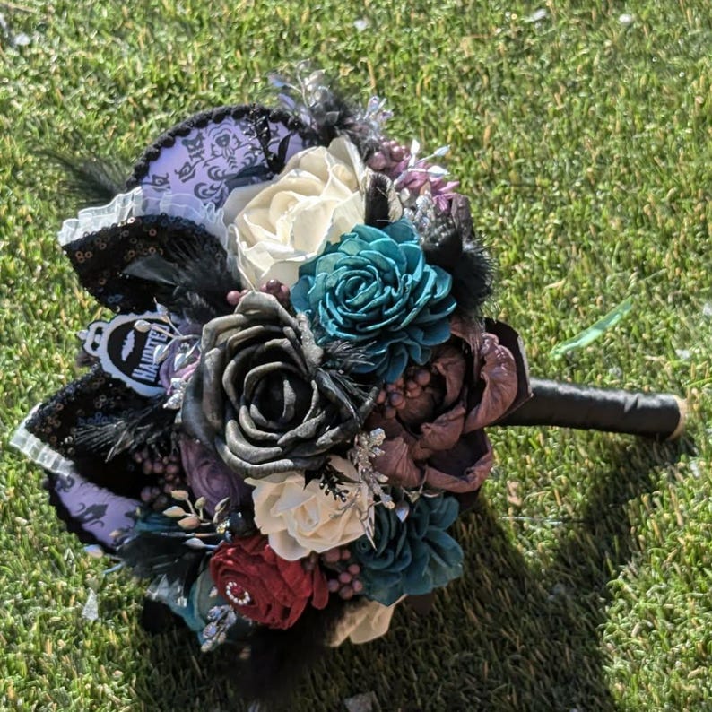 Haunted Mansion Themed Bridal Bouquet, Haunted Wedding Wood Flower ...