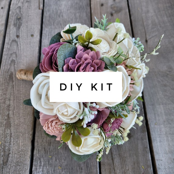 DIY Bouquet Kit With Wood Flowers and Color Options | Etsy