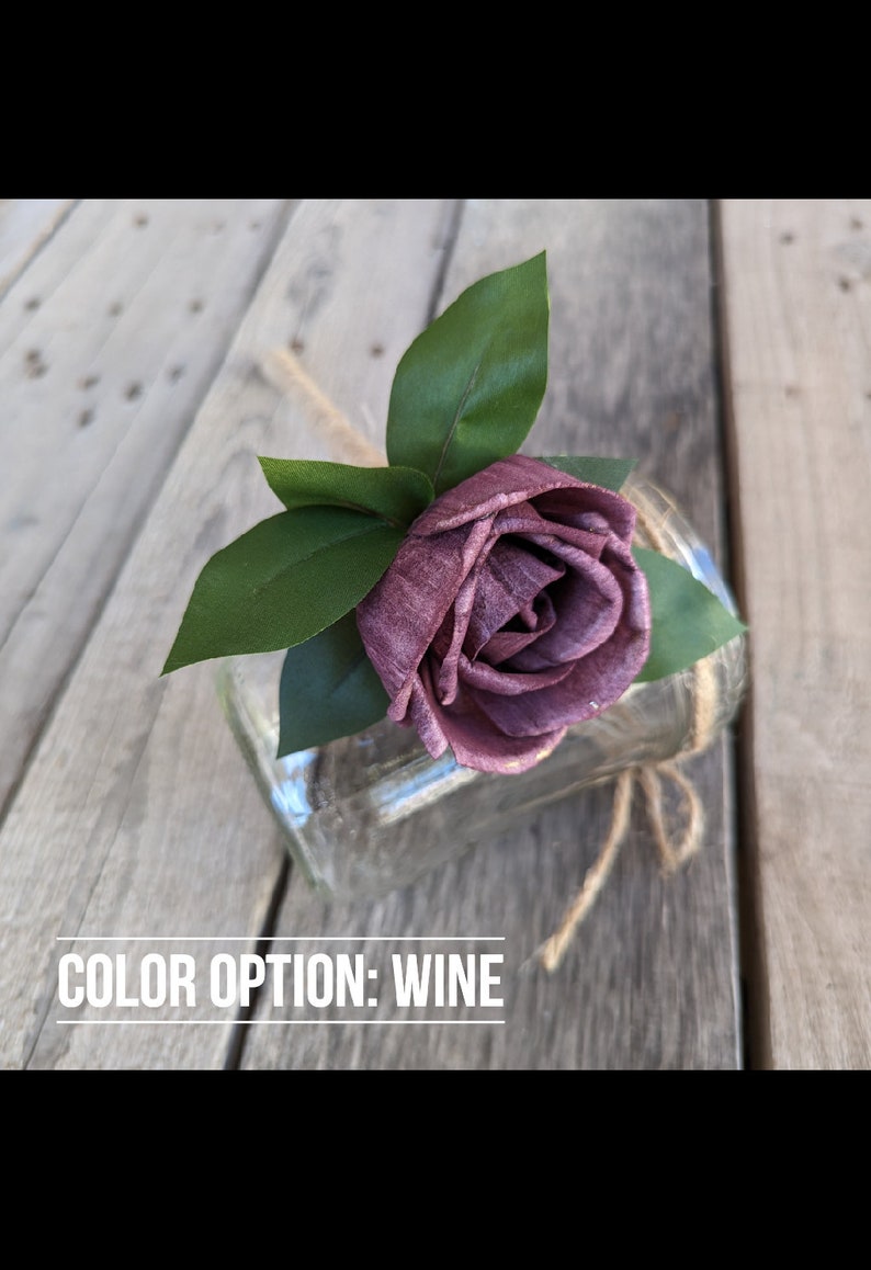 Long Stemmed Wood Flower Rose, Single Flower Bouquet, Individual ...