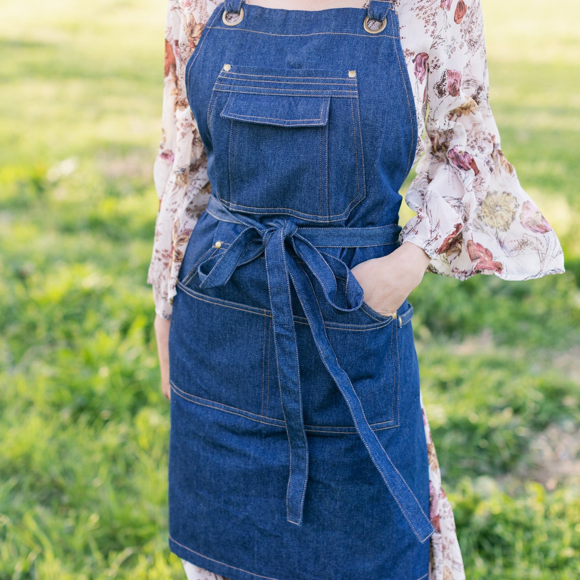 One Size Denim Apron for Men & Women Hairstylist Apron Apron - Etsy
