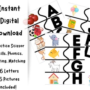 Preschool Alphabet Puzzle: Scissor Cutting Practice (digital Download ...