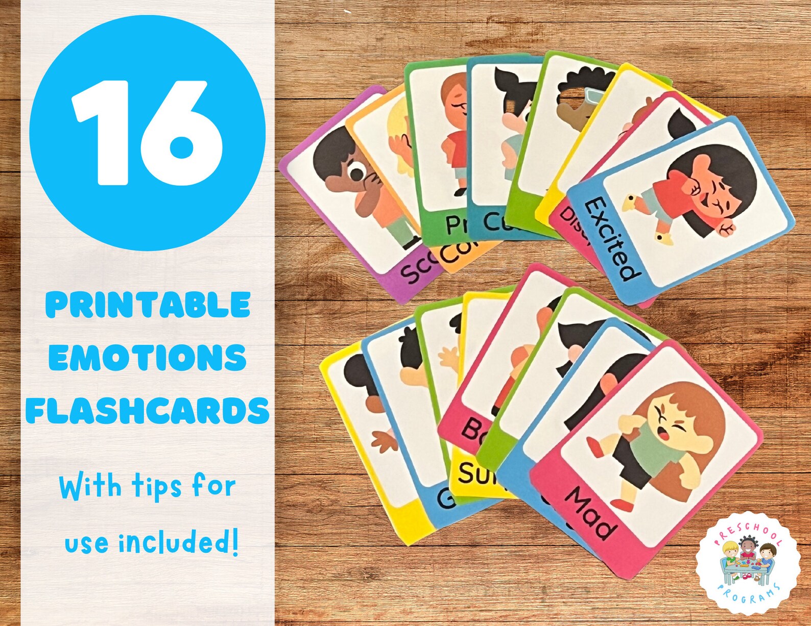 Printable Emotions Flashcards for Kids, Parent Teacher Tips Included ...