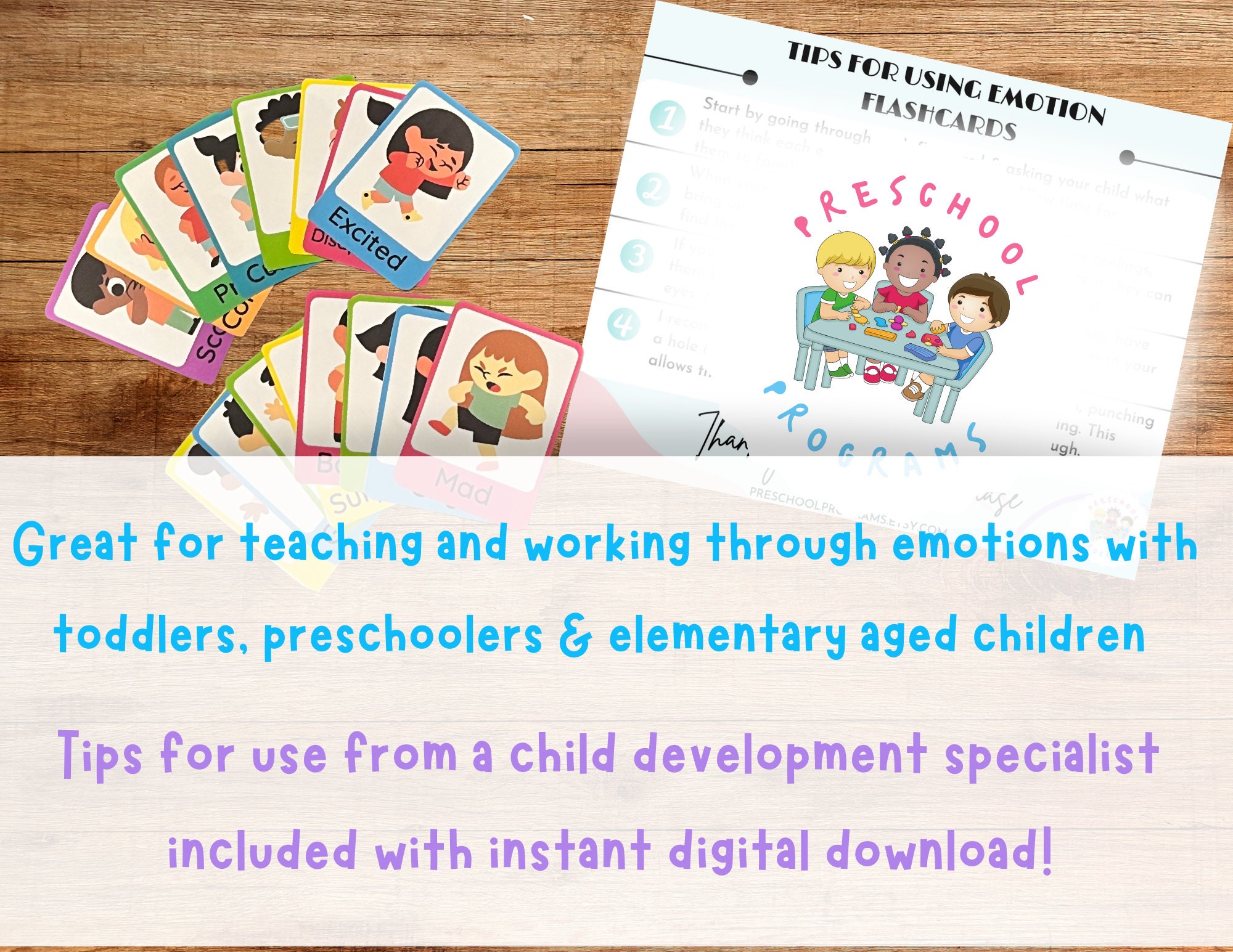 Printable Emotions Flashcards for Kids, Parent Teacher Tips Included ...