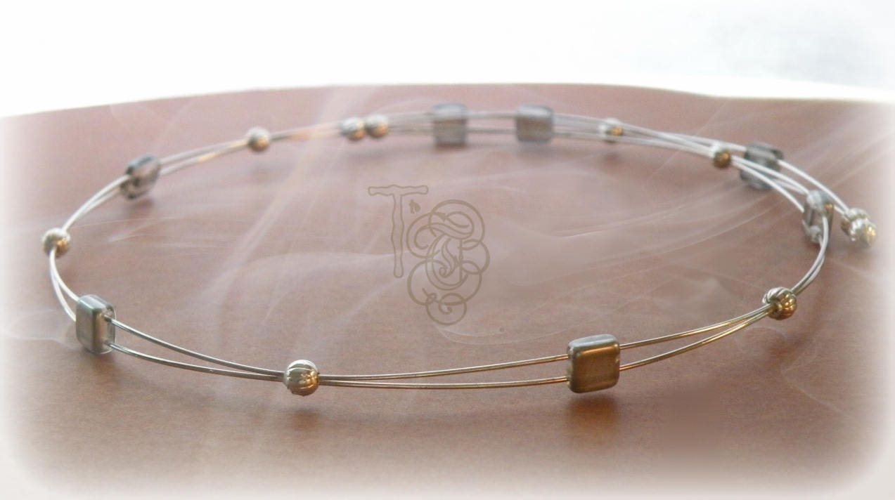 Silver Memory Wire Necklace/Double Strand Choker Necklace/Silver Memory ...