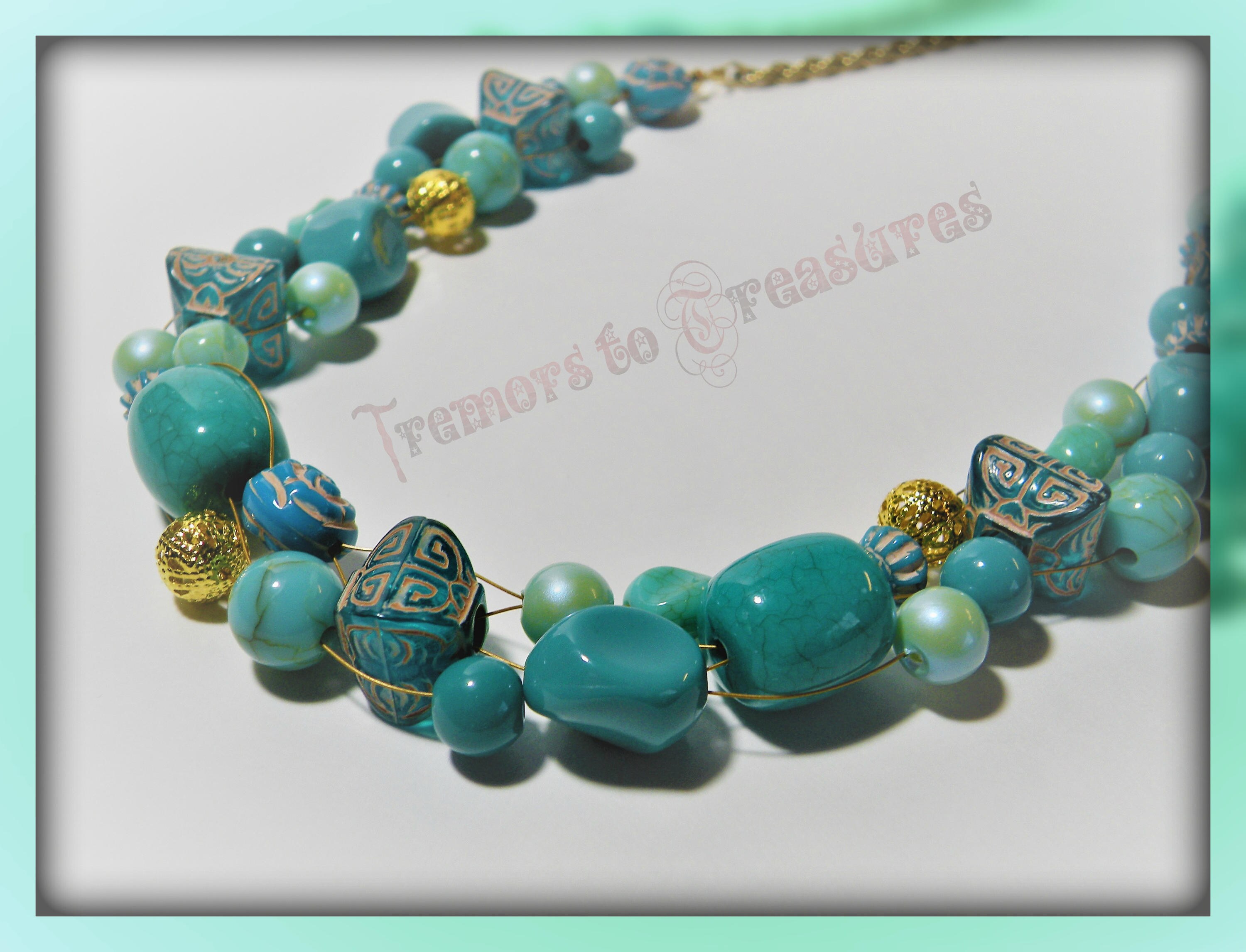 Faux Turquoise Necklace / Blue Bead Necklace / Handmade Jewelry ...