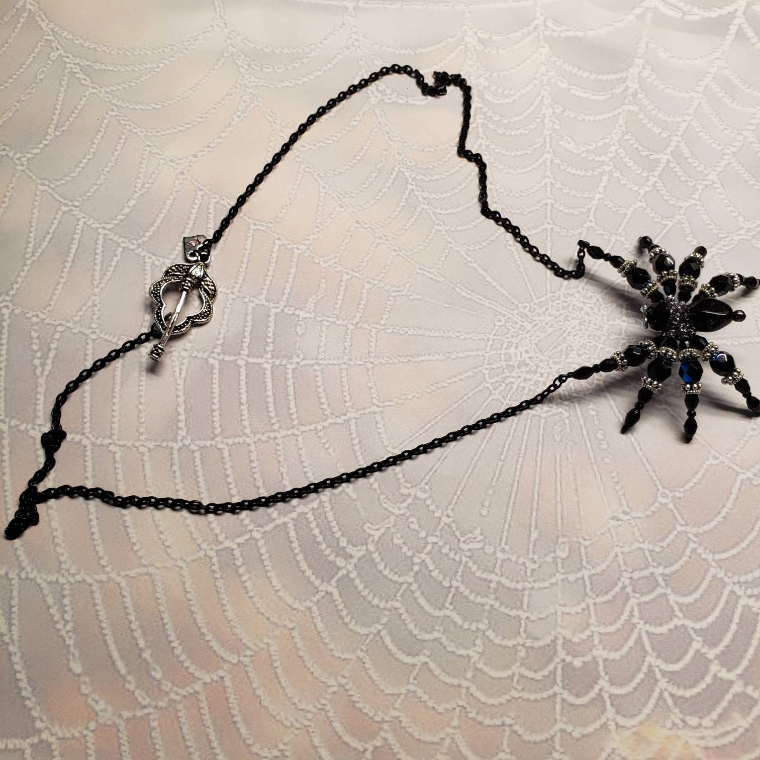 Crystal Spider Necklace; Gothic Jewelry; Charming Spectacled Spider ...