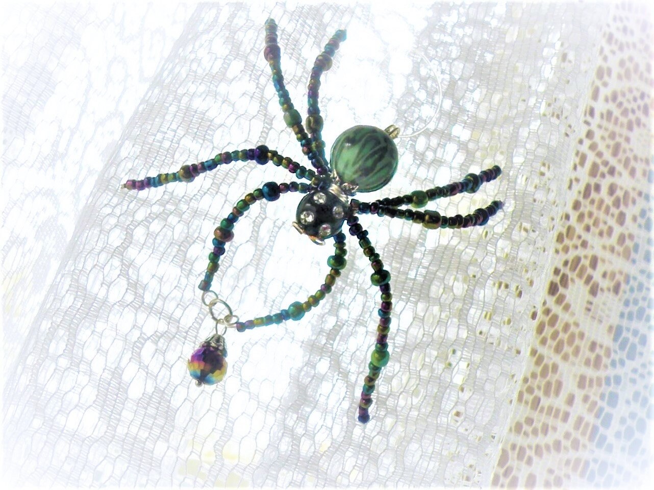 Charm Multi-color Beaded Spider; Christmas Spider; Lucky Charm; Good ...
