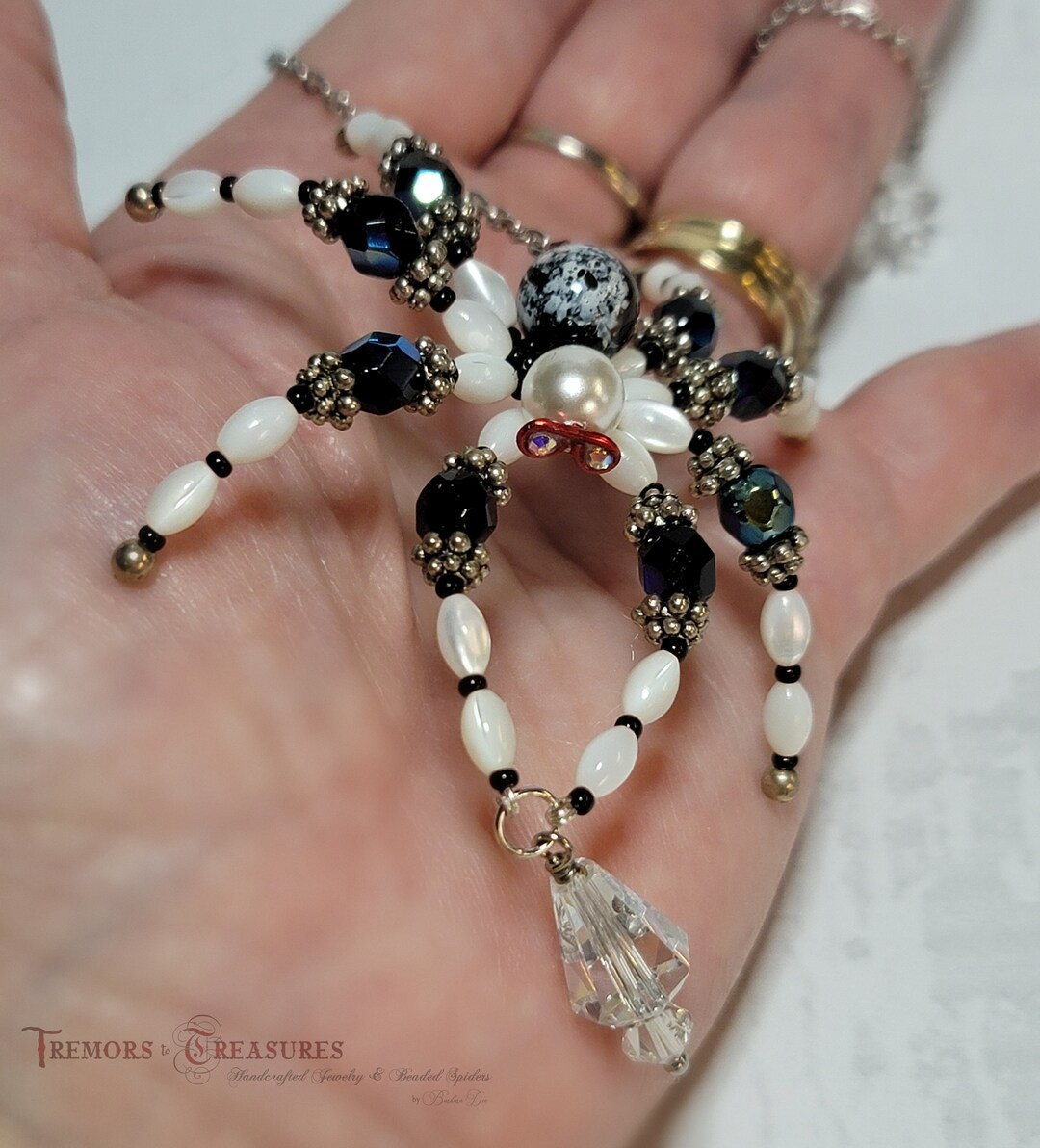 Freckles Black and White Speckled Spider Beaded Good Luck Charm ...