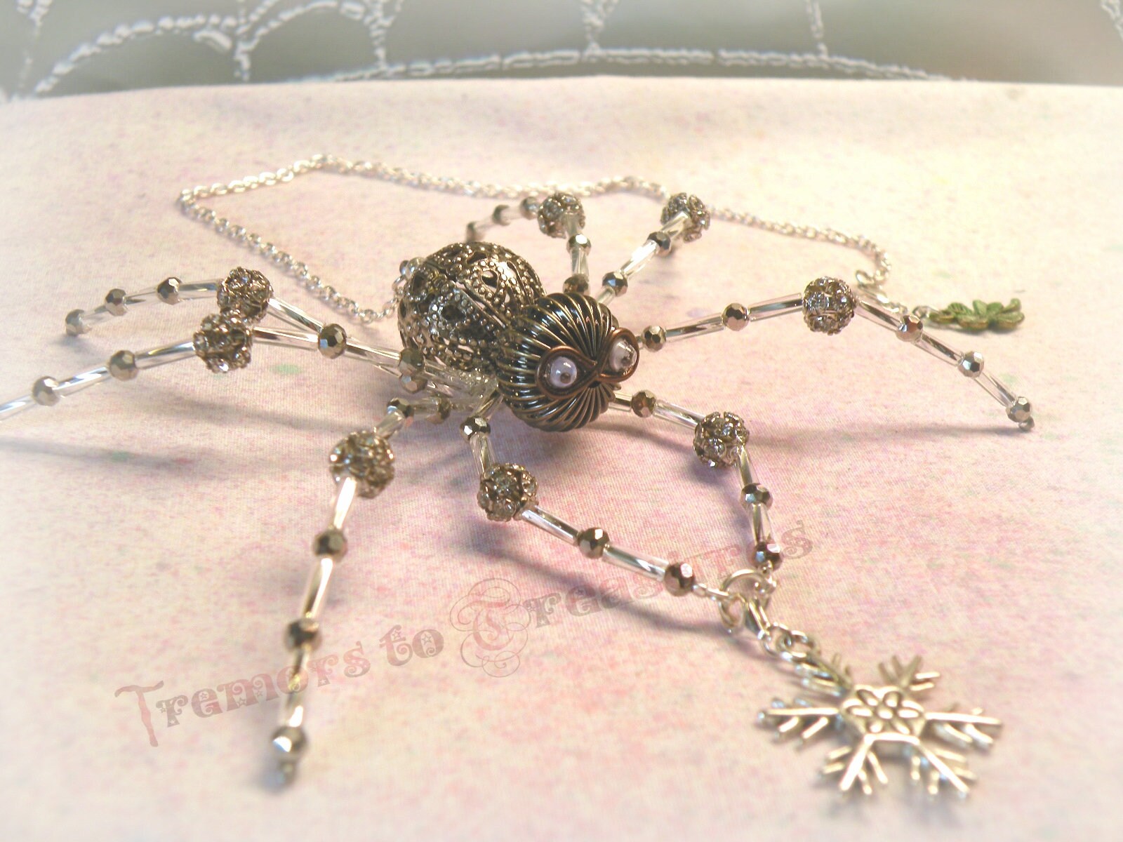 Fancy Filigree Spider; Silver Beaded Christmas Spider; Spider Legend ...
