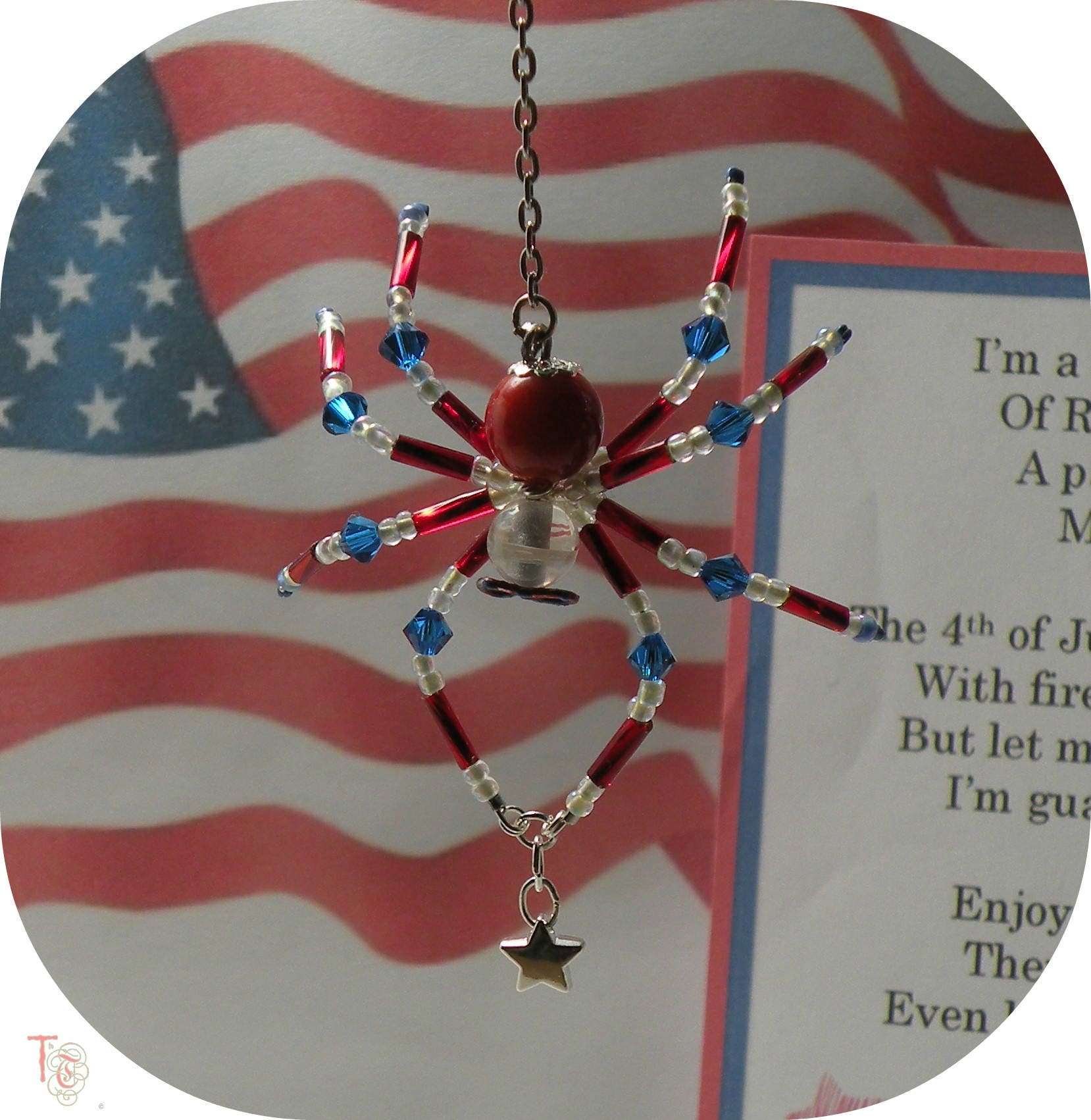 Li'l Firecracker Patriotic Decor Beaded Spider; 4th of July; Good Luck ...