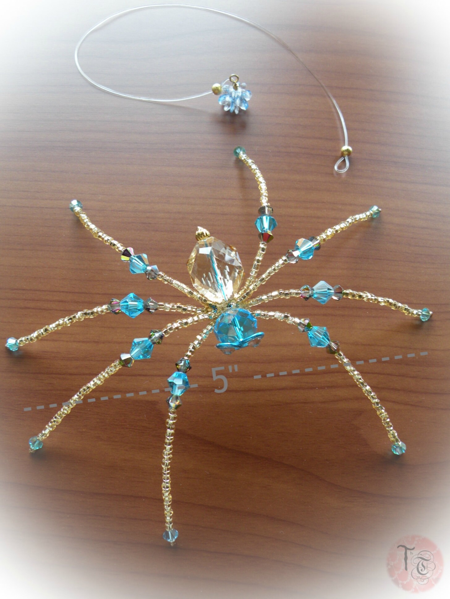 Crystal Spider; Blue and Gold Spider;Sun Catcher; Christmas Spider ...