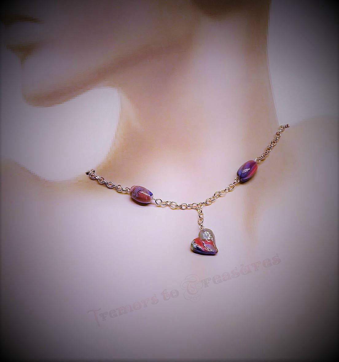 Handmade Puffed Heart Pendant/Silver Chain Necklace/Handmade Polymer ...