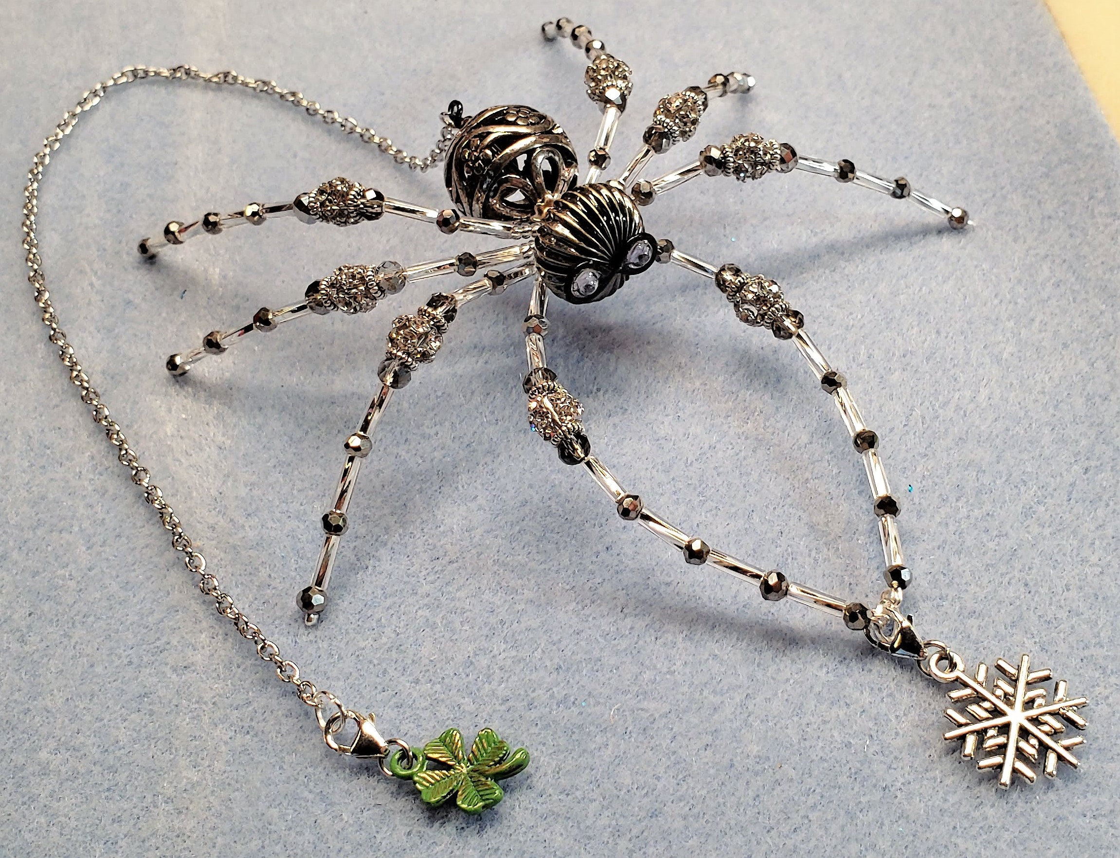 Fancy Filigree Spider; Silver Beaded Christmas Spider; Spider Legend ...