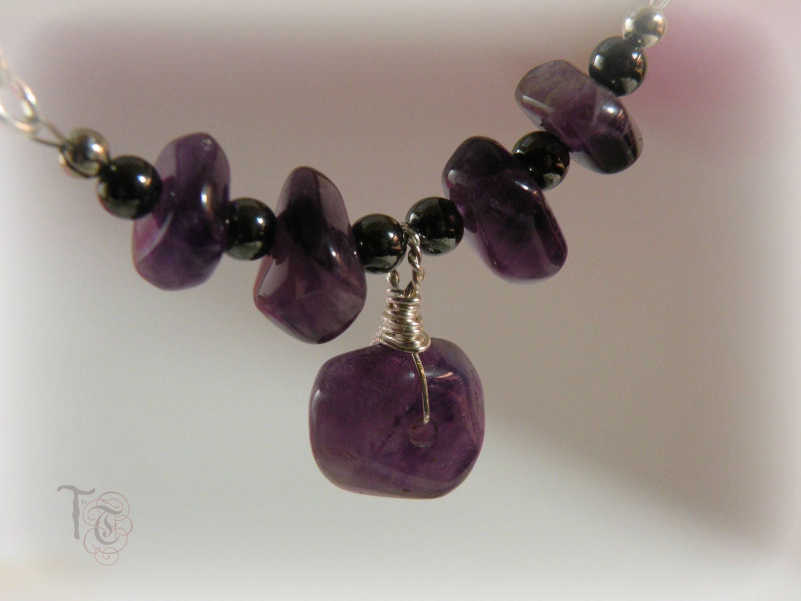 Amethyst and Hematite Necklace/Amethyst Crystal/Amethyst Necklace ...