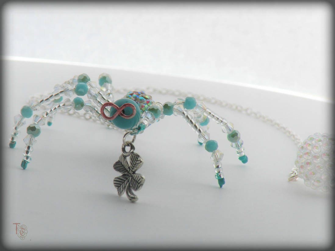 Christmas Spider; Little Gem Spider of Turquoise and Crystals; Sun ...