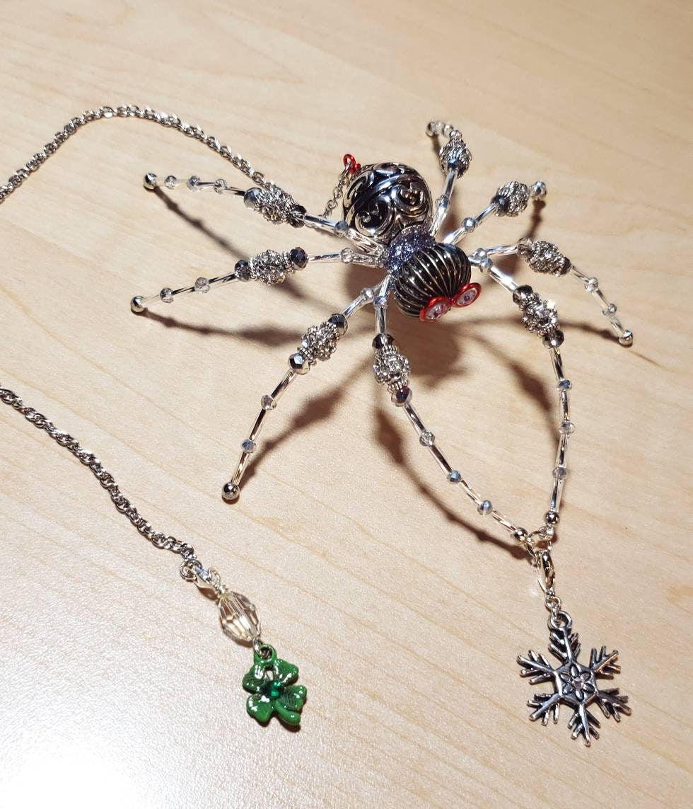 Fancy Filigree Spider; Silver Beaded Christmas Spider; Spider Legend ...